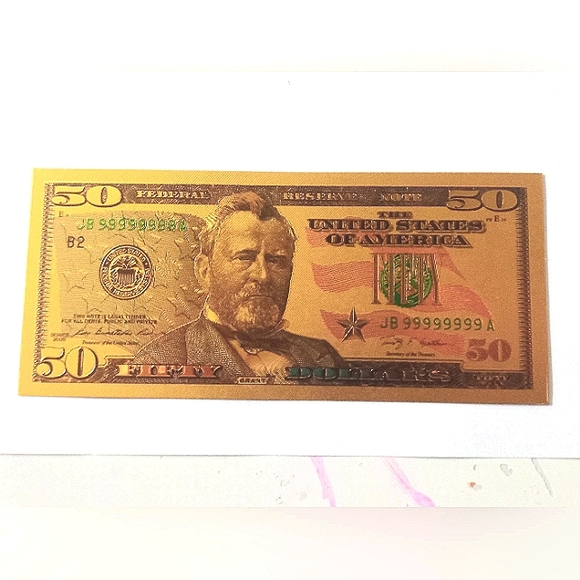 Accessories | 5 24k Gold Foil Bill Currency Money Gold Fifty Dollar ...